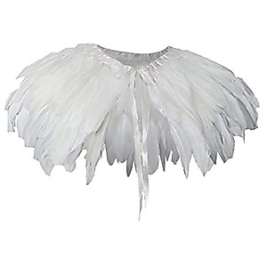 L'VOW Fashion Feather Cape Stole Black White Beige Shawl Burning Man Costumes