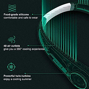 Personal Fans Portable, Upgraded Small Fan Necklace Rechargeable 1800Mah, Bladeless USB Fan Around Your Neck, Wearable Hands Free Sport Fan Quiet, 3-speed 6-hour Battery Life for Travel Sports Carry