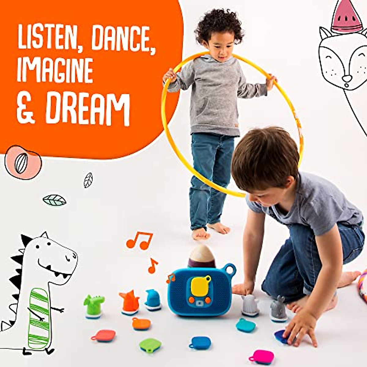 Jooki Music Player for Kids Favorite Bundle - Portable Audio Player- Screen Free Imagination Building (Player + 2 Tokens + 5 Figurines)