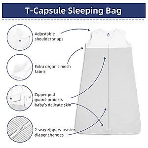 TWINOR Warm Quilted Baby Sleeping Bag, 2.5Togs Super Soft Wearable Blanket with 2-way Zipper, Fits Newborns and Infants