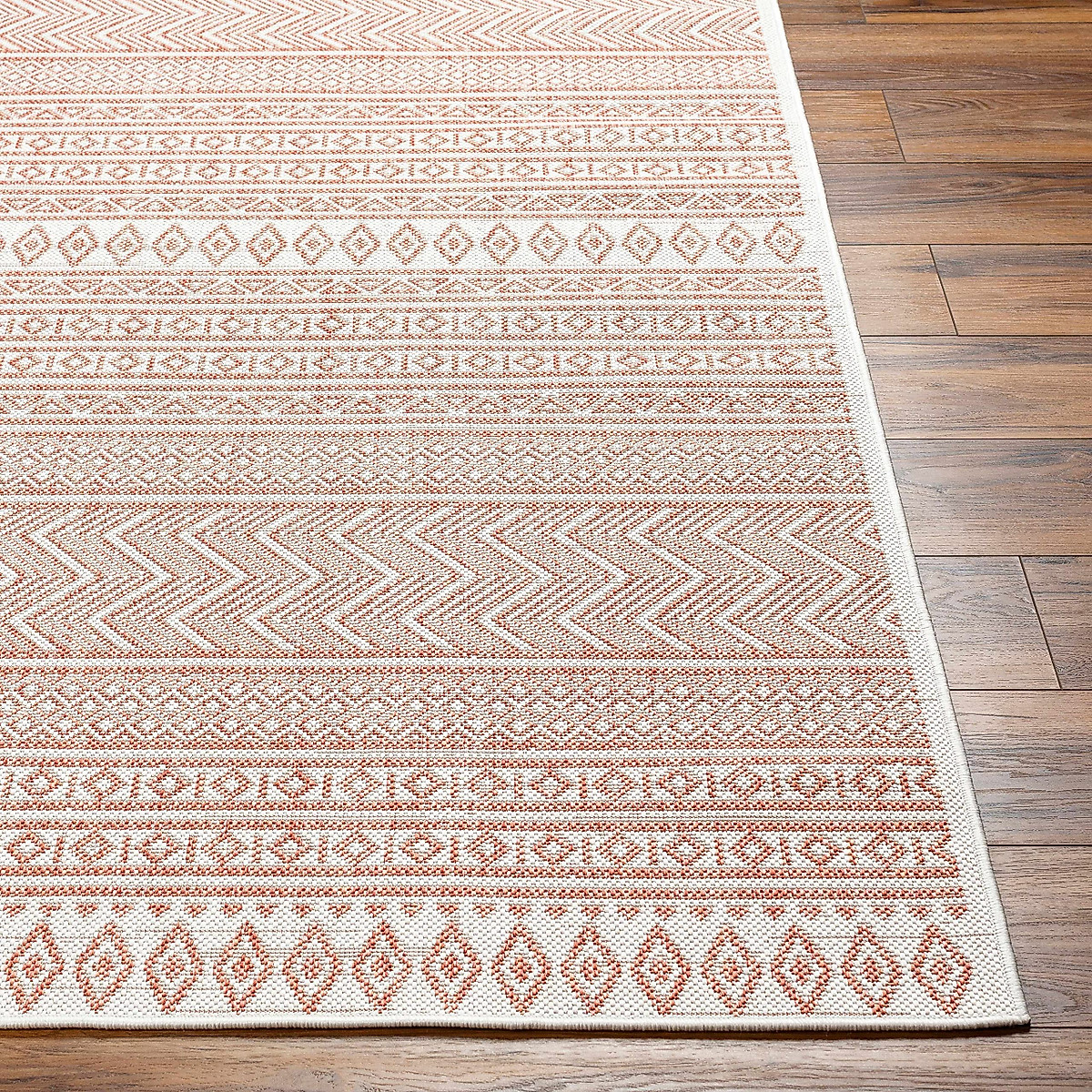 Hauteloom Howie Hallway, Kitchen Patio Outdoor Runner Rug - Beige, Orange, Brown - 2'7" x 12'