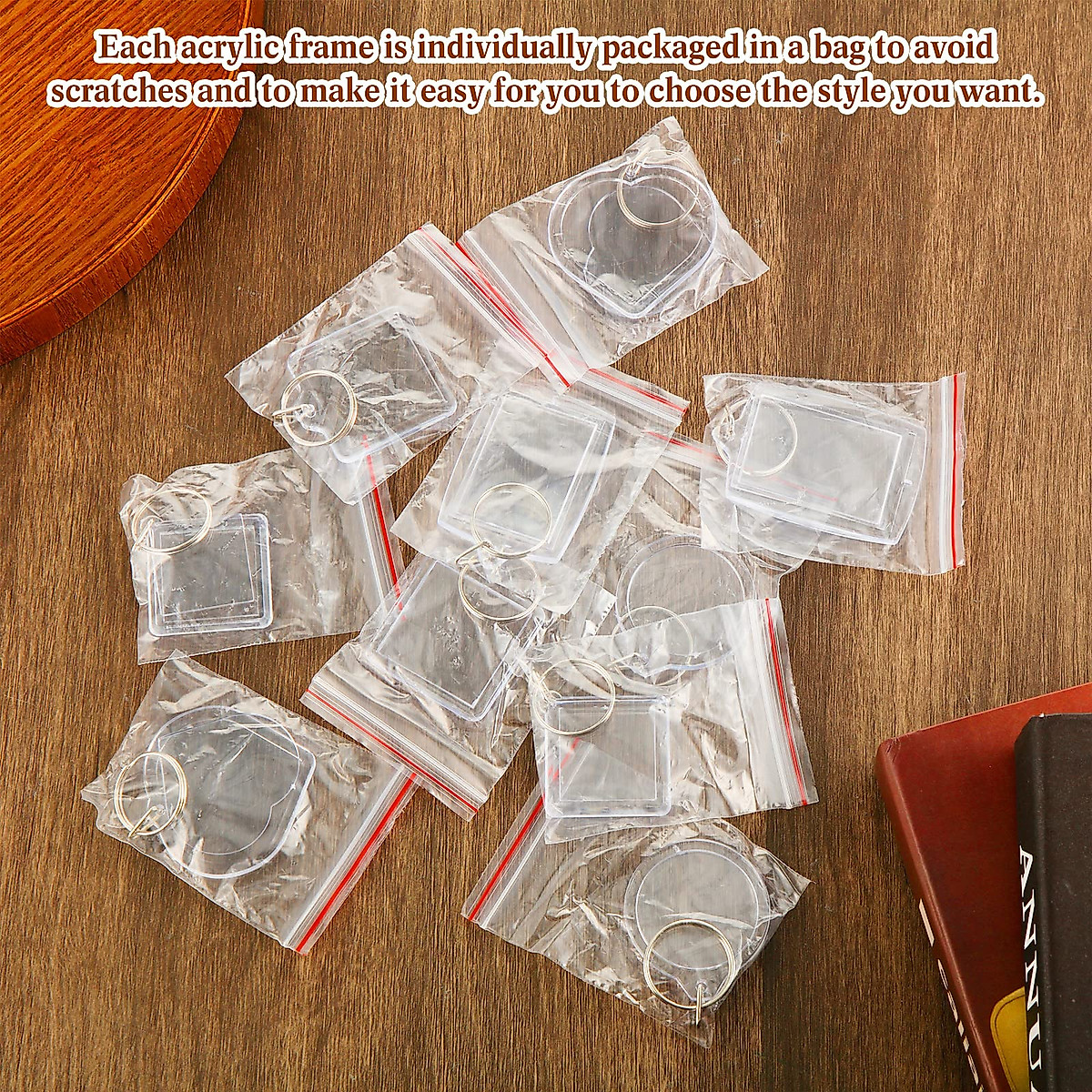 Ecally 150 Pcs Photo Frame Picture Keychains Pendant Blank Photo Insert Keychains Translucent Clear Acrylic Key Rings Make Your Own Keychain Clear Keychain Picture Holder for DIY Gifts Craft Kids