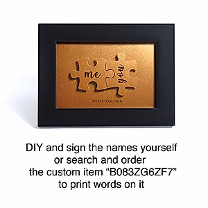 We fit together Puzzle Paper Cut Art - Gift for 8th Anniversary, Valentines Day Gift for him or her - DIY the Name and Date on Bronze Color Jigsaw