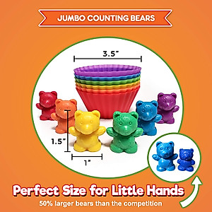 Jumbo Counting Bears with Stacking Cups - Montessori Educational Sorting Rainbow Toys For 3 Year Old Boys and Girls with 48 Preschool Math Manipulatives, Toy Storage and Toddler Games eBook