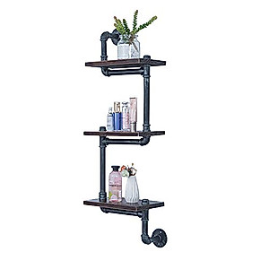 Industrial Pipe Shelves Wall Mounted,Wall Shelving Hung Shelf Hanging Shelves, Retro Wood Shelf 3 Tiers Floating Shelves,Wall Mount Rustic Bookshelf