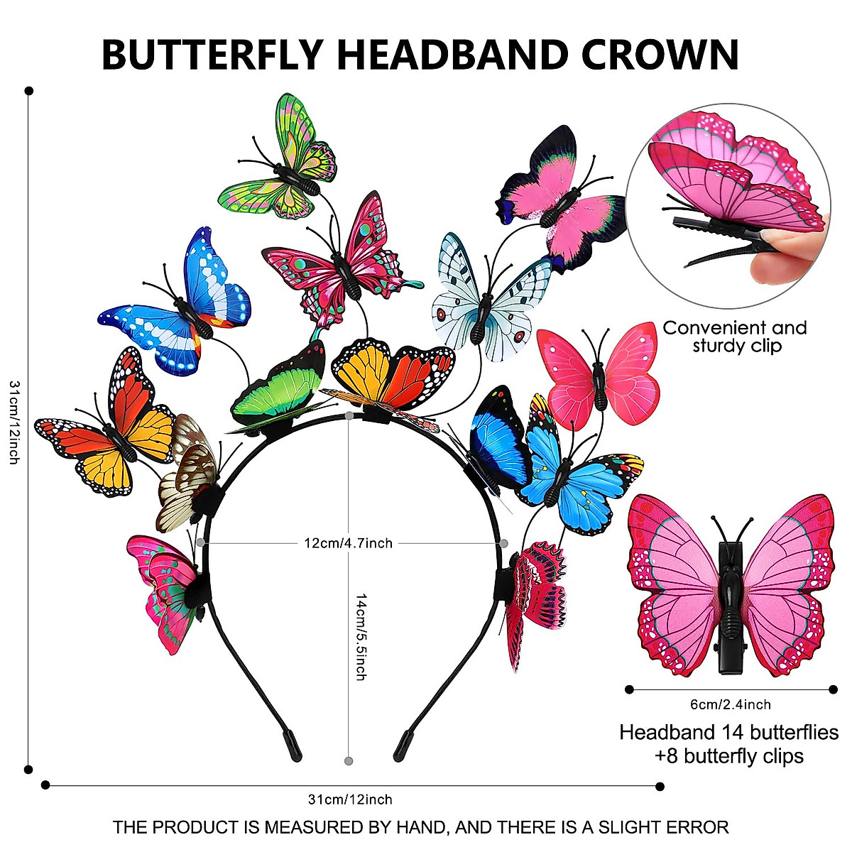 Butterfly Fascinator Hat Monarch Derby Headband Butterfly Headband for Women Halloween Tea Party (Multicolor)