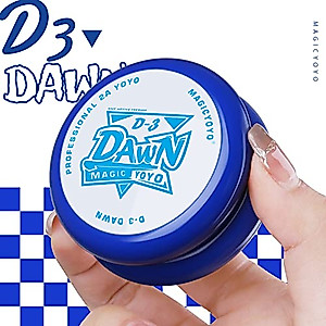Responsive Yoyo D3 Looping Yoyo for Kids, Durable Professional Plastic Yo yo for Beginners, Looping Yo-yo for 2A Thick with Extra 2 Yoyo Strings + 2 Spacers ( Blue White)