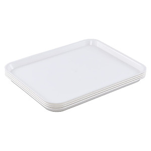 Bblina Plastic Serving Trays, Fast Food Serving Trays Set of 4, White
