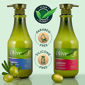 Frulatte Pure Olive Oil Clarifying Shampoo and Conditioner Set - Creamy Hydration Formula Enriched with Shea and Argan Oil for Dry, Damaged & Frizzy Hair Repair - Hair Growth Products for Women & Men