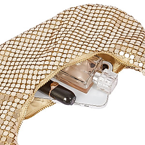 Fahion Designer Gold Evening Bag for Women Hobo Bag Cute Small Purses Trendy Purses (Gold)