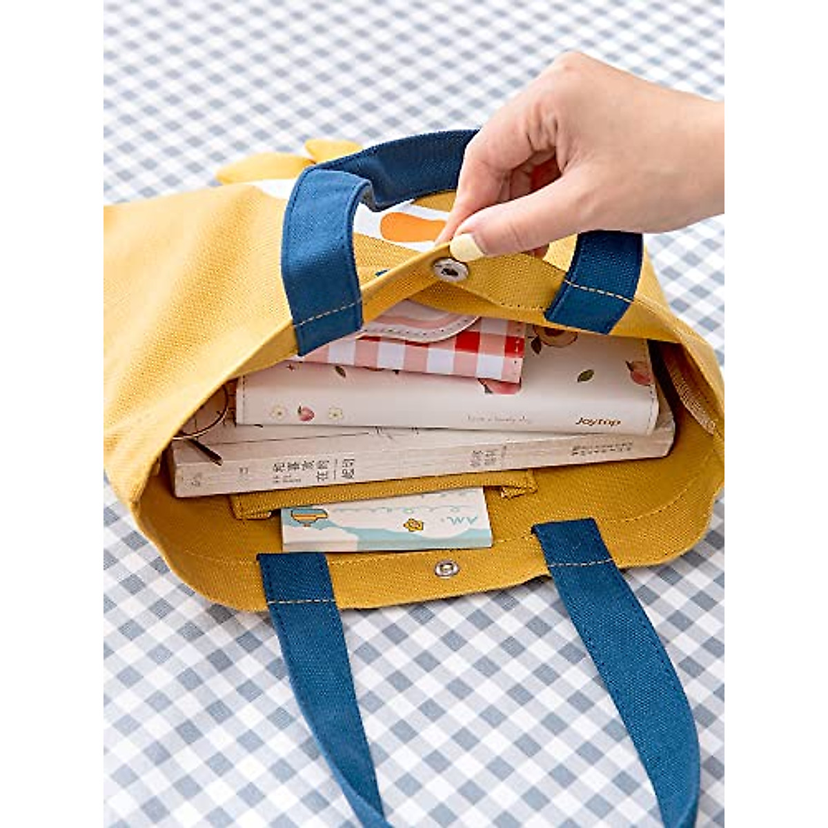 AWXZOM Cute Canvas Tote Bag graphic tote bag funny bags Lunch Grocery (yellow duck)