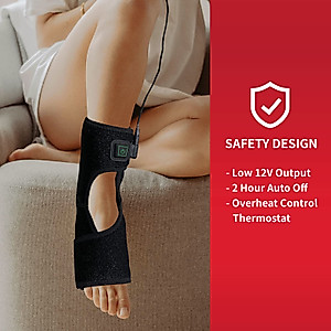 CREATRILL Heated Achilles Tendonitis/Plantar Fasciitis Foot Ankle Wrap With 3 Level Controller, Pad for moist heat Therapy, injuries Pain Relief for Sprains, Strains, Arthritis, Torn Tendons