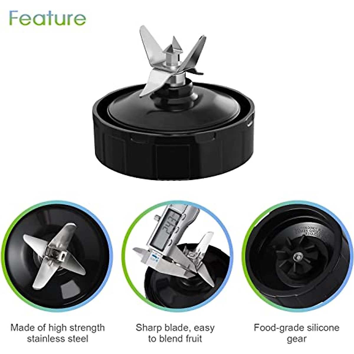 (Pack of 2) Blender Replacement Parts 7 Fins Extractor Blade Assembly with Rubber Gasket Compatible with Nurti Ninja Blenders Auto iQ BL480 BL482 BL642 BL682 NN102