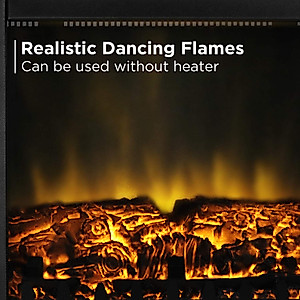 TURBRO Suburbs 25" WiFi Electric Fireplace Infrared Heater with Crackling Sound, Freestanding Fireplace Stove with Adjustable Flame Effects, Overheating Protection, Timer, Remote Control 1400W