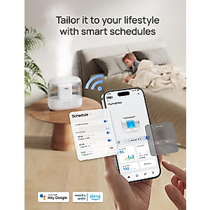 Dreo Smart Humidifier, Cool Mist Humidifiers for Bedroom, Quiet 4L Top Fill Ultrasonic Humidifiers for Home Office Plant & Baby with Nightlight, LED Display, 32H Runtime, APP/Voice Control, HM311S