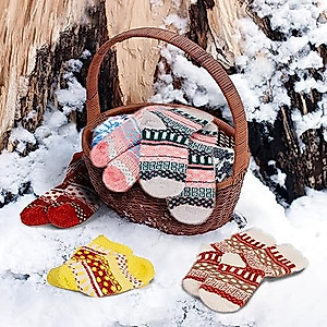 ICEIVY 5 Pack Women Thick Soft Warm Fuzzy Socks Winter Wool Fluffy Cozy Socks Casual Home Sleep Socks with Gifts Box(Multicolor-K)