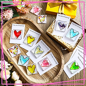 Landical 12 Pcs Heart Pocket Hug Token Glass Heart Pocket Hug Token for Women Men Thank You Hug Token Gift Employee Appreciation Hug Token Gifts Inspiration Gift Valentine Day(Inspirational)