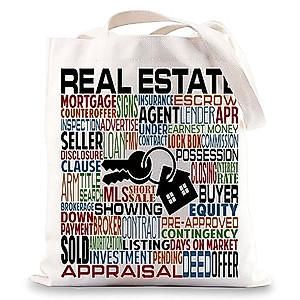 BWWKTOP Real Estate Agent Canvas Tote Bag Realtor Gifts Real Estate Gifts Realtor Tote Bag (Real Estate)
