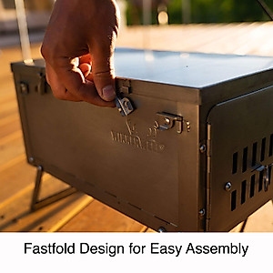 Winnerwell Fastfold Titanium Tent Stove | Ultralight 4 Pound Titanium Wood Burning Stove for Tents and Shelters | Includes Chimney Pipe | Functions as Ultralight Firepan