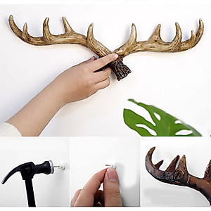 Wall Mount Hook,Coat Rack Wall Mounted,Retro Antlers Hook Decoration Wall Mount Hook Heavy Duty Hanger Towel Rack Light Color
