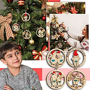 GTRXTAR 2021 Wooden Christmas Ornaments Christmas Tree Wooden Round Pendant Decoration, Christmas Tree Home Garden Decoration Hanging Ornaments (B) (D)