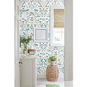 JiffDiff Boho Peel and Stick Wallpaper Floral Wallpaper Vintage Textured Wallpaper for Bedroom, Contact Paper Peel and Stick Kitchen Cabinet Furniture Nursery Renter Friendly Wallpaper