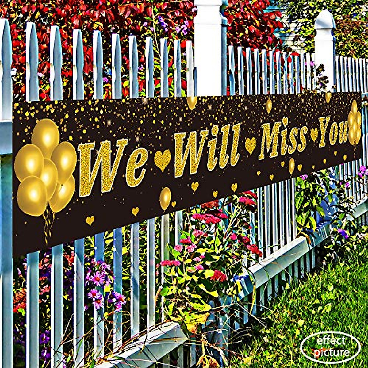 Ushinemi We Will Miss You Banner, Farewell, Going Away, Goodbye, Retirement Party Decorations, 9.8x1.6 Feet