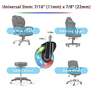 Gaming Chair Wheels - 2.5 inch Heavy Duty Caster Wheels(2200lbs),Mute Rolling Desk Chair Wheels Replacement (Set of 5)-Rubber Office Chair Wheels for Carpet, Wood Floors,Hardwood Floors