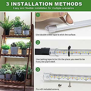 Kullsinss 16" Plant Grow Light Strips, 120 LEDs Grow Lights for Indoor Plants Full Spectrum with Upgrade Timer 6/12/16 Hrs, 5 Dimmable Levels, 2 Pack Sunlike Grow Lamp for Hydroponics Succulent