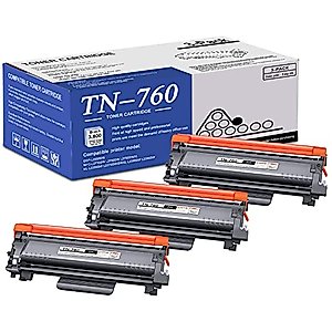 High Yield TN760 Toner Cartridge Compatible 3 Pack TN-760 Black Replacement for Brother TN760 TN-760 for Brother DCP-L2550DW MFC-L2710DW L2750DW L2750DWXL HL-L2350DW L2370DW L2390DW L2395DW Printer
