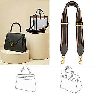 HUADEK Purse Strap Replacement Crossbody Handbag Stripe Wide Adjustable (Black & Brown-bag Strap)