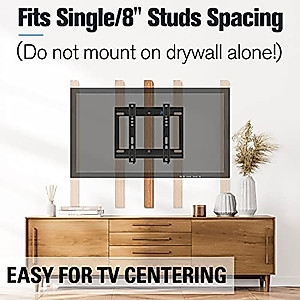 Mounting Dream Ultra Slim TV Wall Mount TV Bracket for Most 17-42 Inch Flat Screen LED, LCD TV, Fixed TV Mount for VESA 50X50 to 200x200mm, 66 lbs, 8”/Single Stud, Flush Low Profile Wall Mount MD2351