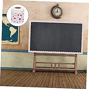 Garneck 4 Rolls Love Stickers Bulletin Border Sticker Chalkboard Trim Welcome Back to School Supplies Label Stickers Heart-Shaped Blackboard Sticker Bohemia Paper Window Stickers
