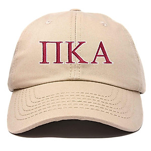 DALIX Pi Kappa Alpha Greek Letters Ball Cap Embroidered Hat in Khaki