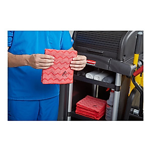 Rubbermaid Commercial Q620RED HYGEN Microfiber Cleaning Cloths, 16 x 16, Red, 12/Carton