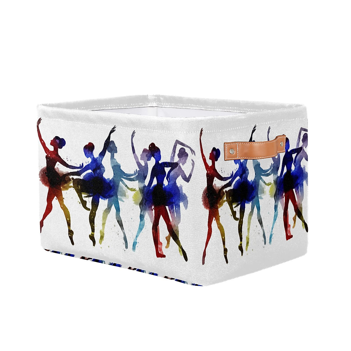 Pardick Ballet Dancer Storage Basket Storage Cube Bins Beautiful Girls Canvas Collapsible Toy Basket Organizer Waterproof Laundry Box with Handle for Shelf Closet Office Bedroom, 1PCS
