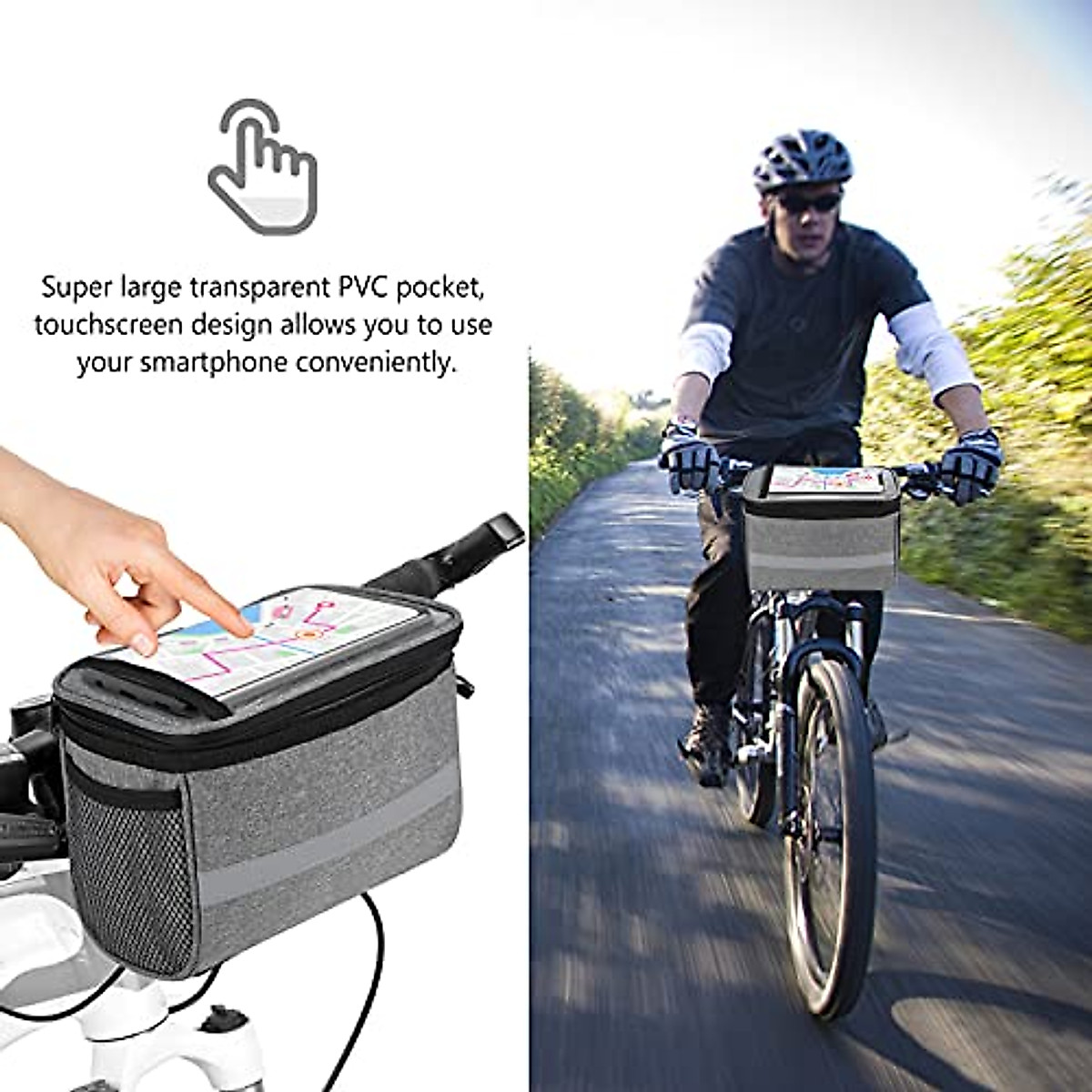 Lixada Bike Frame Bag Bicycle Handlebar Bag Bicycle Bag Bike Front Tube Bag Bike Pannier Bag Bike Baskets Bag with Reflective Stripe