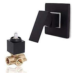 Shower Valves Wall Mount Copper Faucet Shower Rough-In Valve Bathroom Trim Kit Single Handle Tub Shower Valve Mixer, Matte Black