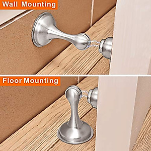 Magnetic Door Stop 6 Pack Magnetic Door Stopper Brushed Nickel No Need to Drill Magnetic Door Stops Stainless Steel Magnetic Door Holder Soft-Catch Magnet Door Stopper Hold Door Open