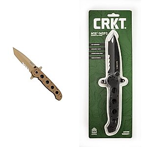 CRKT M16-14DSFG and M16-14SFG Special Forces Folding Pocket Knives Bundle | Automated Liner Safety | Veff Serrated and Plain Edge Blades | G10 Handles