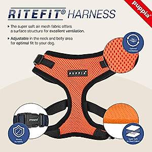 Puppia Authentic RiteFit Harness with Adjustable Neck, Medium, Beige