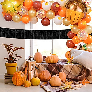 6 Pack 10 Feet Black Foil Fringe Garland Metallic Foil Tinsel Streamers, Wall Hanging Fringe Curtain Backdrop Tinsel Fringe Banner for Parade Floats, Wedding, Birthday, Halloween Party Decorations