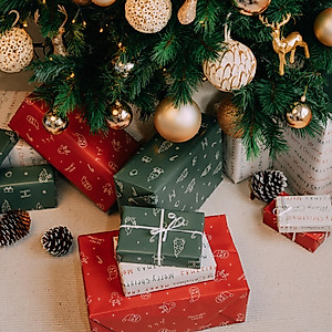 Beautiful Christmas Gift Wrapping Paper Rolls - Set of 3 Quality Paper Rolls With Cute Designs For Small & Medium Size Gifts - Add a Touch of Magic to Every Gift You Wrap - 17 in x 120 in Per Roll