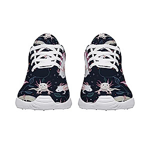 vogiant Womens Tennis Shoes Casual Lightweight Sneaker Soft Comfortable Running Shoes Axolotl Print,US Size 10 Women/8.5 Men Black