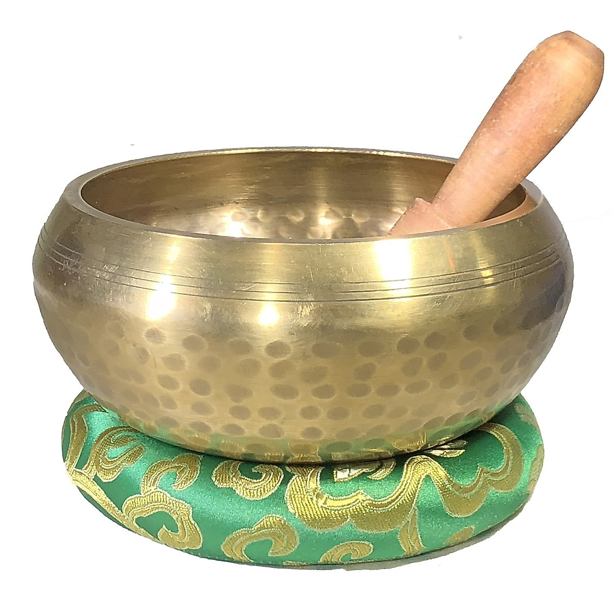 5 Gold Tibetan Meditation Yoga Singing Bowl Set (Large) ~Live Fully Now ~ Tuned to B ~ Hand Hammered Antique healing bowl design ~Wood Striker ~ Himalayan bowl for Meditation, hand yoga, and Chakra