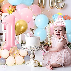 MJartoria Bundle 40 Inch Number Balloons with Crown with Birthday Party Hats 0-9 Big Size Happy Birthday Balloon Foil Digital Balloon for Birthday Party Wedding Anniversary Baby Shower Decorations