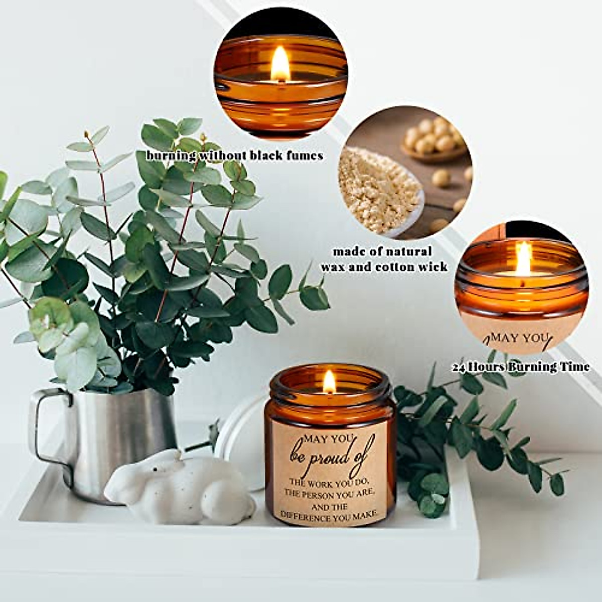 10 Pcs Jars Scented Soy Candles 3.5 oz May You Be Proud of The Difference You Make Candles Thank You Gifts for Employee Appreciation Gifts Secretaries Gifts (Black)