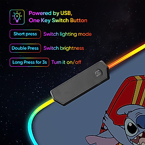RGB Gaming Mouse Pad,Cartoon Stitch Large Gaming Mouse Pad with 14 Lighting Modes,Waterproof Computer Keyboard Desk Mat 31.5×11.8 inches (Stitch A)