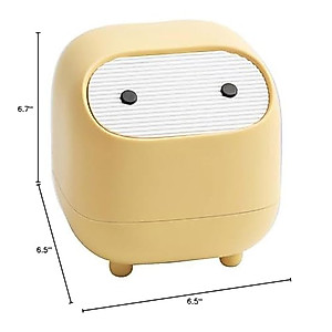AnyCar Cute Mini Ninja Desktop Trash Can Double Press Trash Can with Lid Suitable for Office Bedroom Trash Can