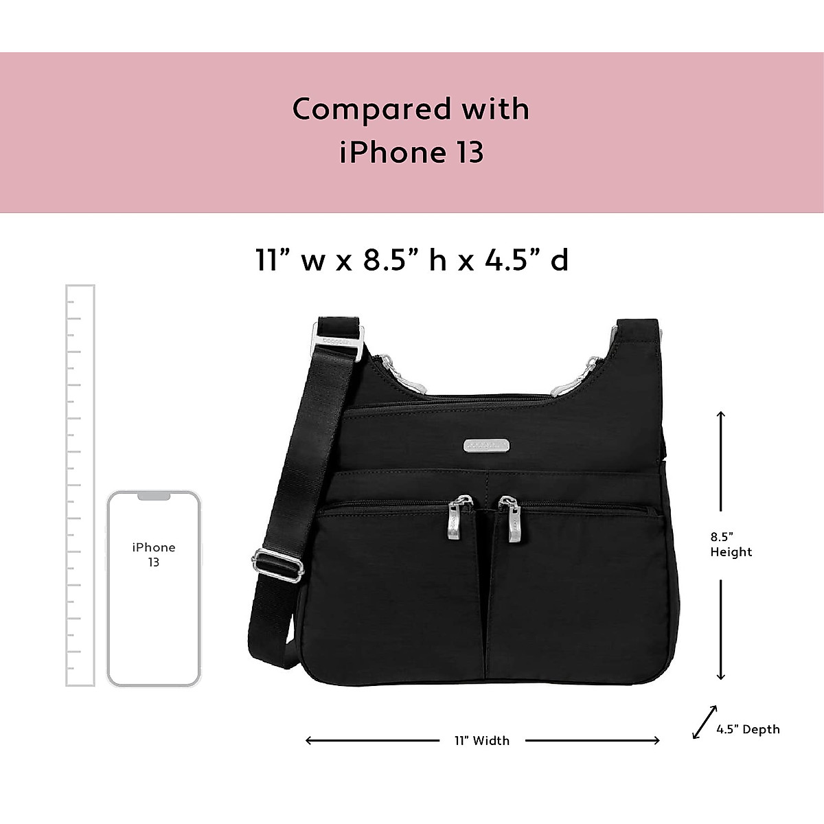 Baggallini womens Over Crossbody Cross Body Handbag, Black/Sand, One Size US